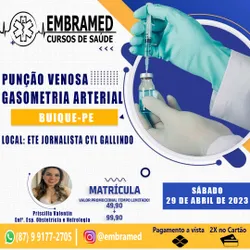 PUNÇÃO VENOSA E GASOMETRIA ARTERIAL 29/04